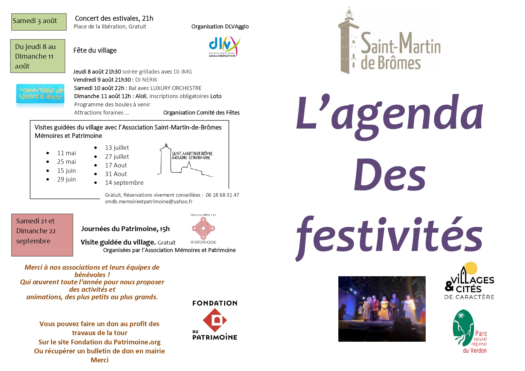 Festivités estivales 2024, demandez le programme: | Mairie de Saint Martin de Brômes